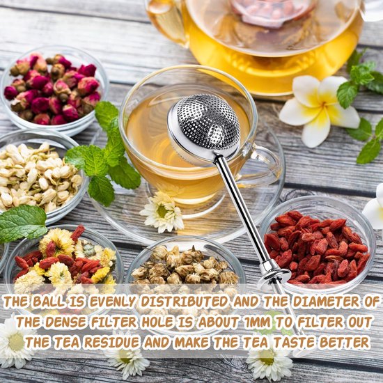 2 stuks roestvrijstalen theezeef voor losse thee, theezeef, thee-ei ...