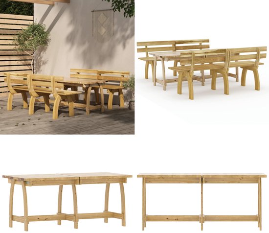 vidaXL 3-delige Tuinset geïmpregneerd grenenhout Tuinstoel - Tuinset ...