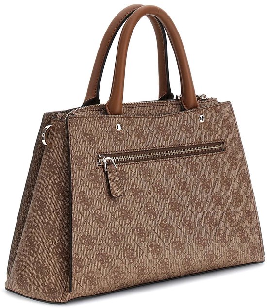 GUESS Handtas Schoudertas Zamira Luxury Satchel Latte Logo Lichtbruin | bol
