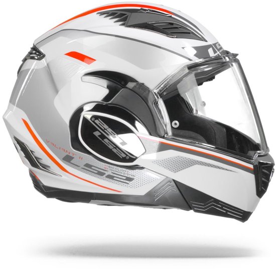 LS2 FF900 Valiant II Hub Gloss White Silver Modular Helmet XS - Maat XS ...