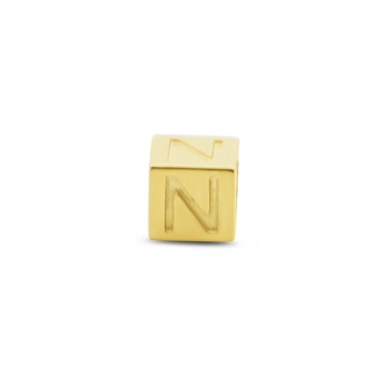 New Bling 9NBG-912N Gouden Kubus met Letter N - 3,8mm - hanger - 14 ...