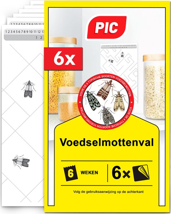 PIC Mottenval – 6 stuks Insectenvallen tegen voedselmotten | Effectieve ...