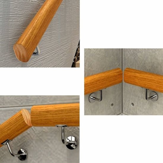 Houten Trapleuning - 30 cm - Met 2 roestvrijstalen beugels - Voor ...