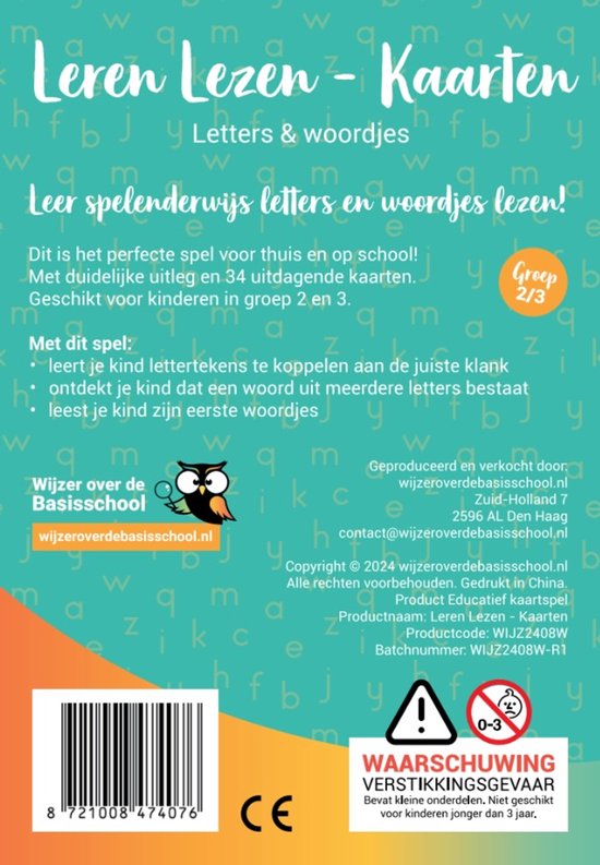 Leren Lezen Kaarten - Letters en Woordjes - Voor groep 2 en 3 | Games | bol