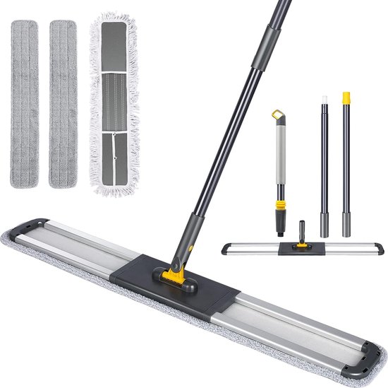 Vloermop, platte dweil met 154 cm telescopische steel, 80 cm brede ...