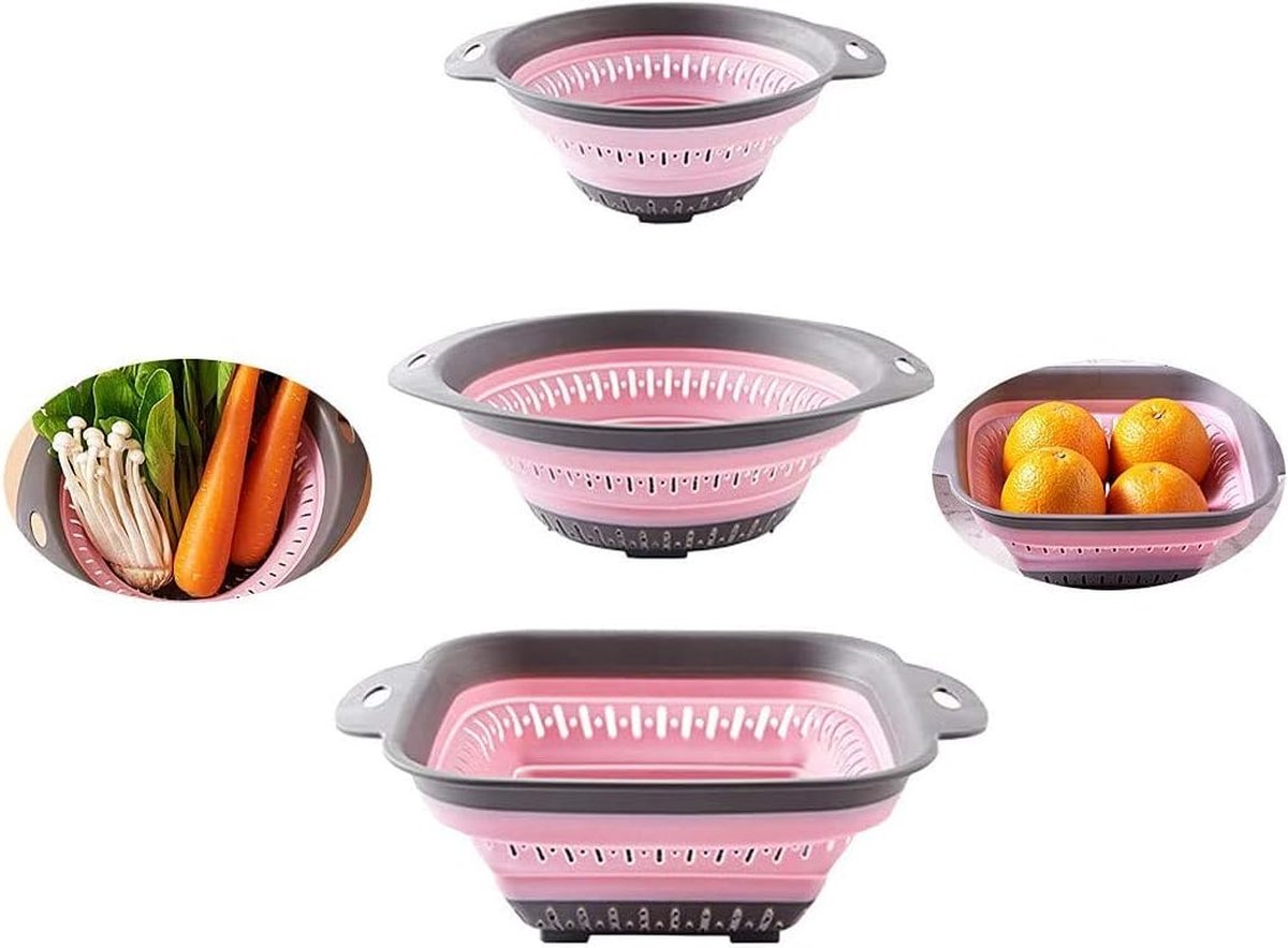 Opvouwbare zeef - Gratis siliconen voedselzeef met plastic handgrepen ...