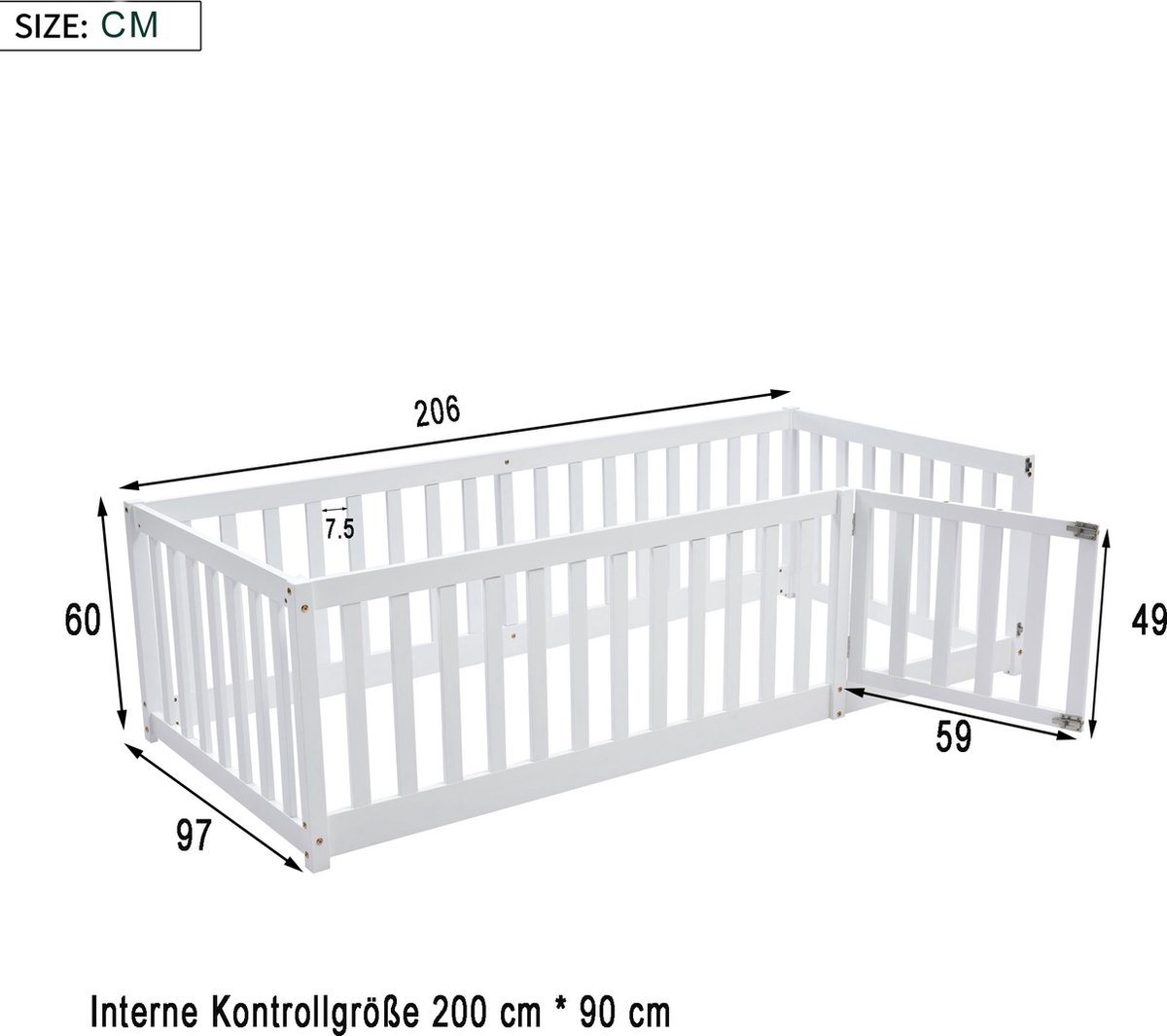 Merax Kinderbed 90x200 cm - Ledikant met Uitvalbeveiliging - Bed voor ...