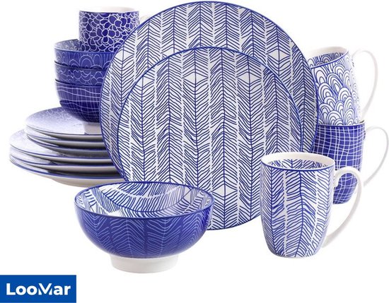 LooMar Serviesset – 16 delig – 4 persoons – Keramiek - Luxe – Bordenset ...
