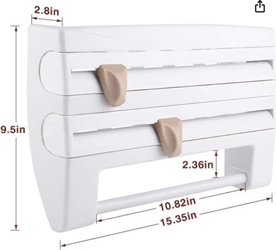 Wandrolhouder, drievoudige snijdispenser, papierrolhouder met scherpe ...