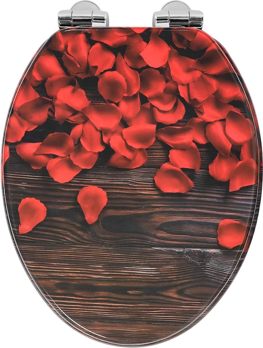 Toiletdeksel, wc-bril, houten deksel met softclosemechanisme, motieven ...