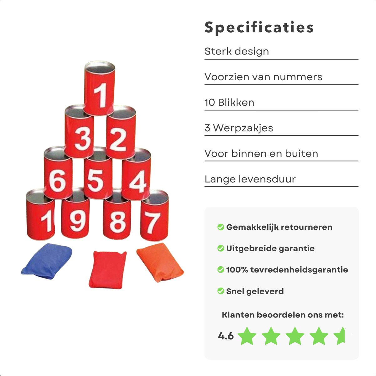 Cheqo® Blikgooien Set met Pittenzak - Pittenzak Gooien - Werpspel - Oud ...