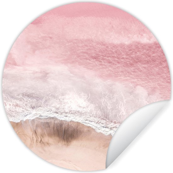 WallCircle - Muurstickers - Behangcirkel - Zee - Strand - Roze - Natuur - 50x50 cm -... | bol