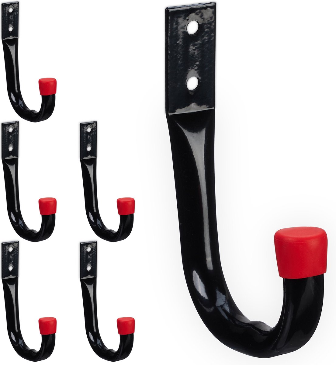 Relaxdays wandhaken - set van 6 - ophanghaken - tuingereedschap haken ...