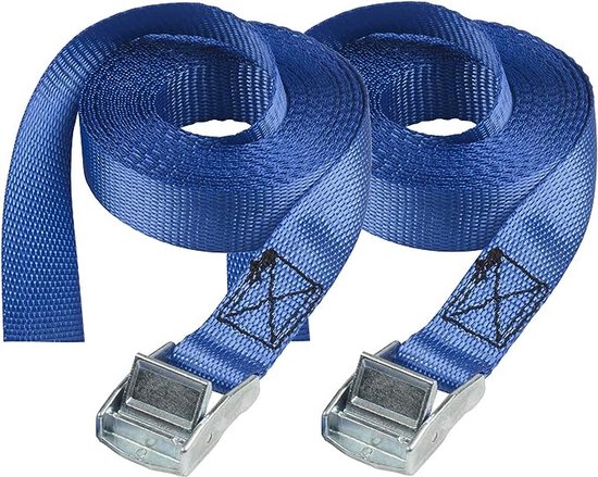 Spanbanden met Zamac-gesp, Blauw, 2,5 m x 25 mm Band, Set van 2 | bol.com