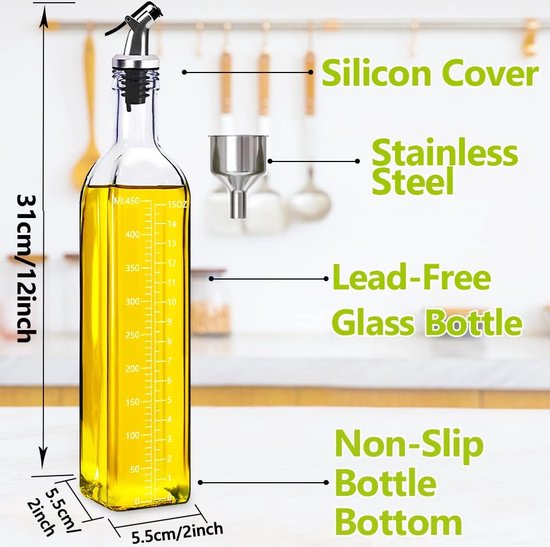 Oliedispenser Olijfolie Fles Drizzler Azijn Fles 500ml Glas Olijfolie ...