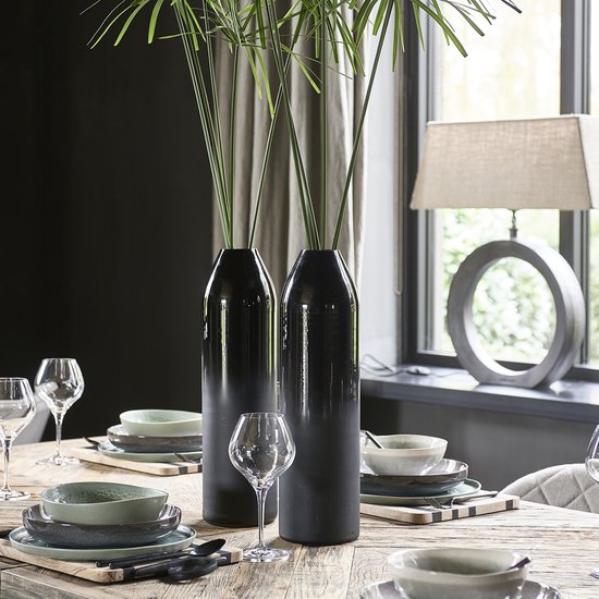 Riviera Maison Glazen Vaas - RM Bella Tola Vase - Zwart | bol