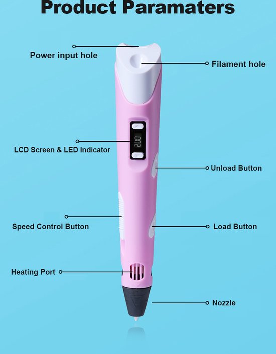 3D Pen Set - 3D Starterpen - Starterspakket 3D Pen (Roze) | bol