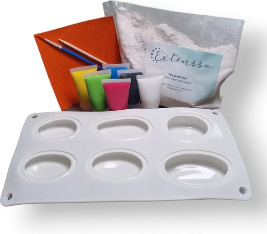 Happy stones |Knutselset| incl Gips-Mal,6 Pastel kleuren hobby verf en ...