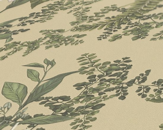 VARENS EN BLOEMEN BEHANG | Floraal - Groen Groen Wit Geel - Living ...