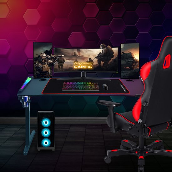Xergonomic Hard2Kill Gaming Desk - Game bureau met LED verlichting ...