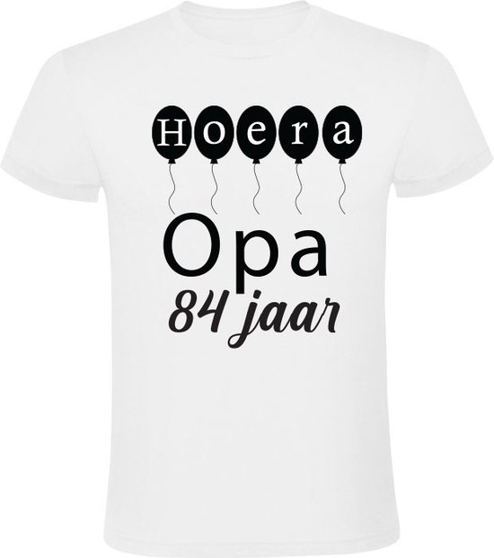Hoera opa 84 jaar Heren T-shirt - verjaardag - feest - opa ...