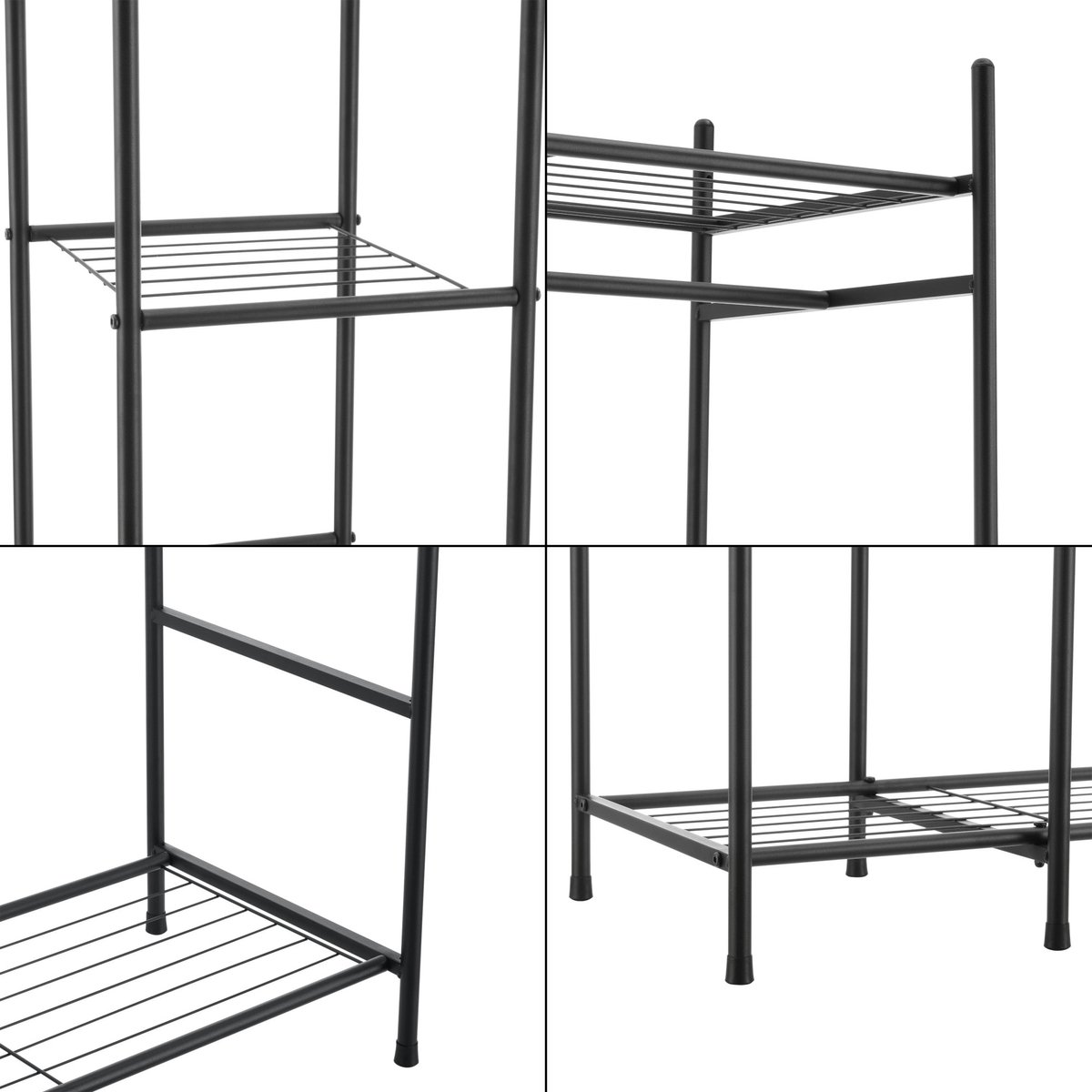 Kleerkast Open Tyrrell - Kast - Zwart - Met 4 Planken en 2 Kapstokken ...