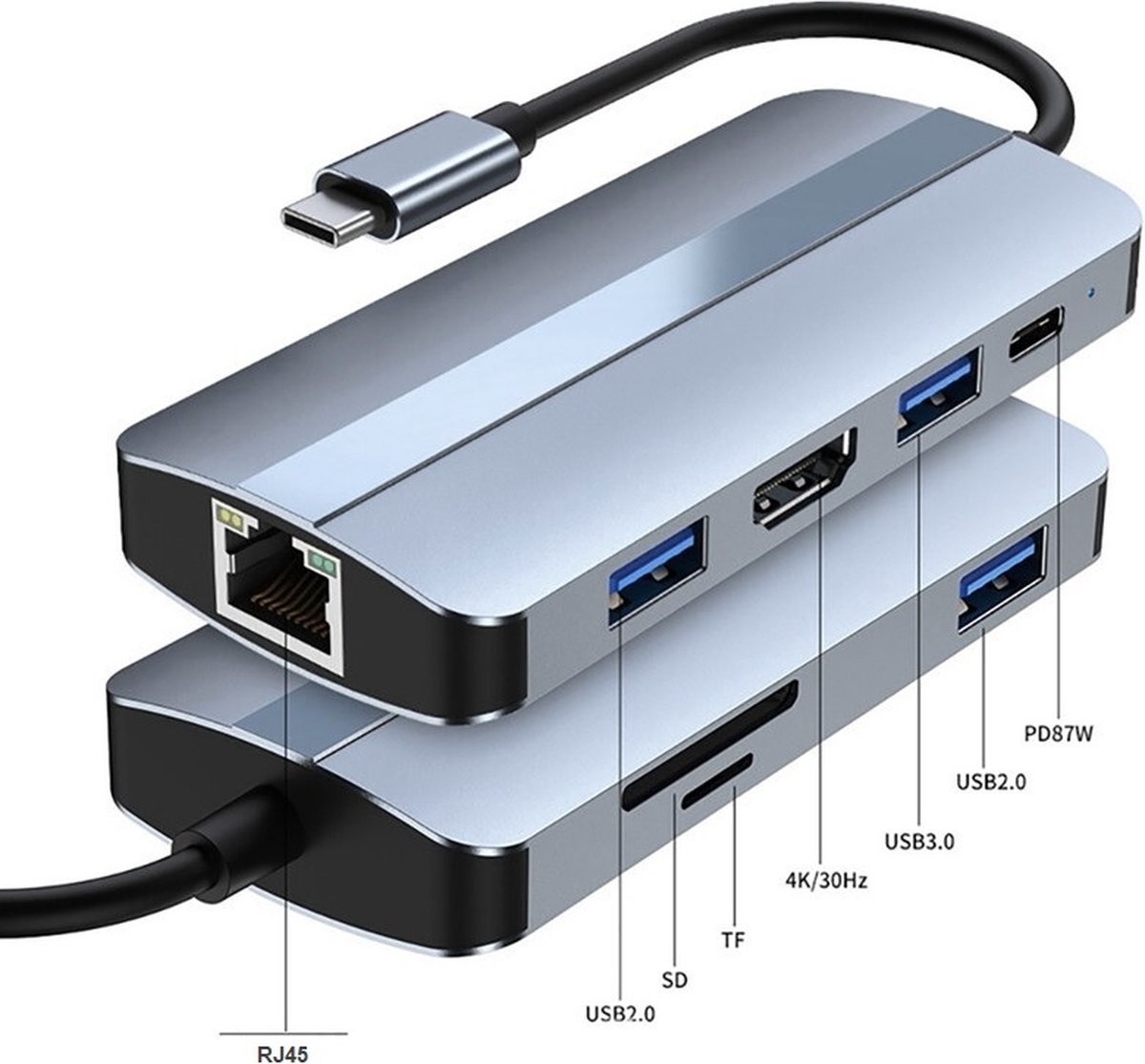 USB-C Hub - 8 in 1 - Ethernet - HMDI - USB 3.0 - Micro-SD - RJ45 ...