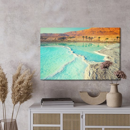 Schilderijkoning - Canvas Schilderij Strand Aan De Dode Zee - 90 x 60 ...