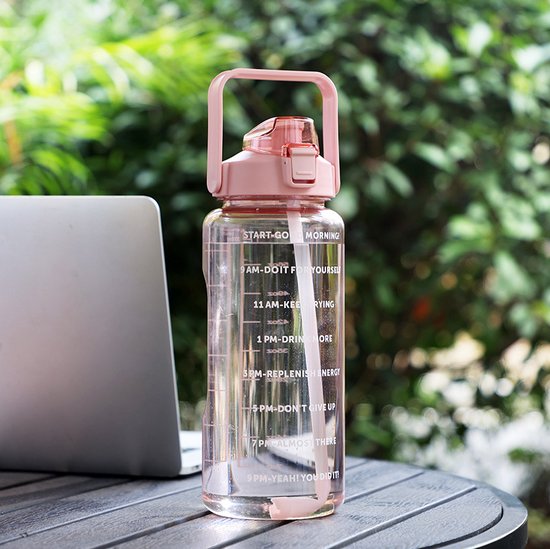 RevoGoodies Motivatie Waterfles 2 Liter met Tijdsmarkering - Drinkfles - 2L / 2000mL -... | bol