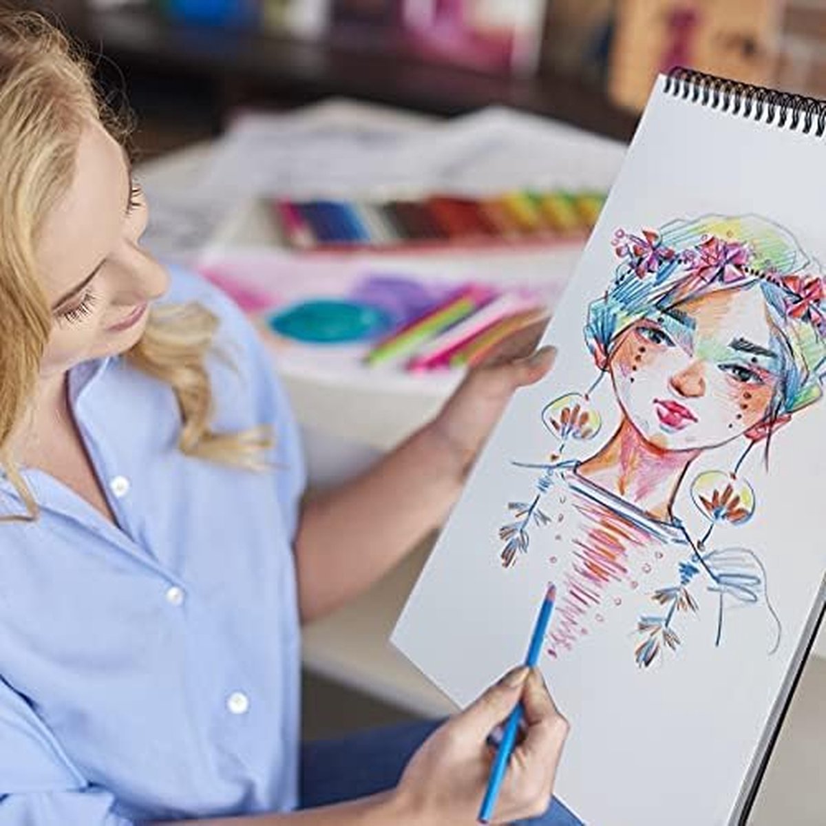 Tekenblok A4 schetsboek, 2 stuks, spiraalgebonden schetsboek voor ...