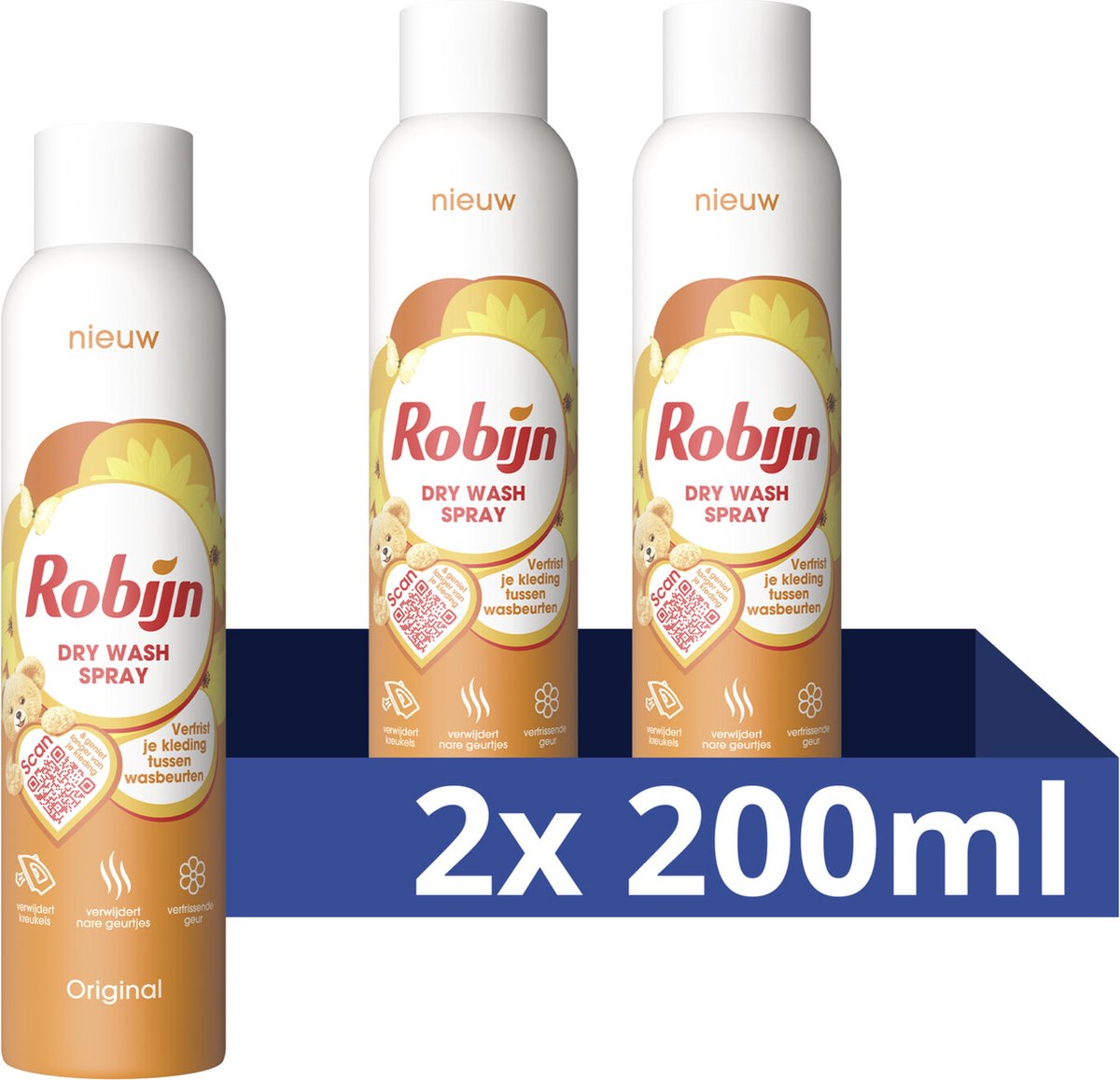 Robijn Original Dry Wash Spray - 2 x 200 ml - Voordeelverpakking | bol