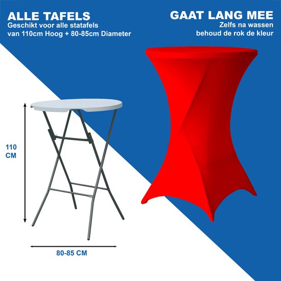 Statafelrok Rood x 12 – 2 jaar garantie met Opbergtas - ∅ 80-85 x 110 cm -... | bol