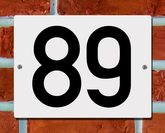 Huisnummerbord Wit - Nummer 89 - 15 x 12 cm - incl. bevestiging ...