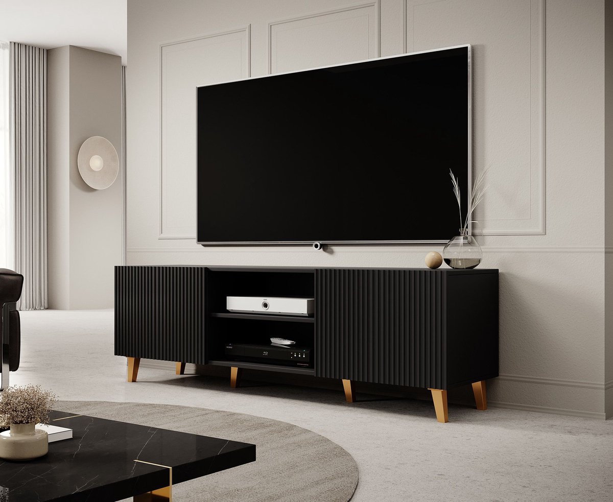 Meubella - TV-Meubel Prime - Zwart - 150 cm | bol
