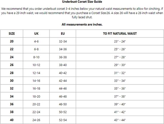 Attitude Corsets - Mandrion Underbust korset - Taille, 24 inch - Zwart ...