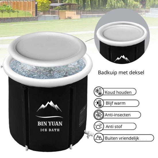 IJsbad Opblaasbaar - Opvouwbaar met deksel - 75x75cm - Voor buiten | bol