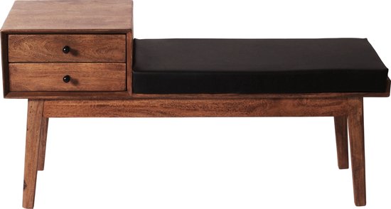 Bank 120,00x40,00x60,00 cm Natuurlijk met zwarte laden Hout | bol.com
