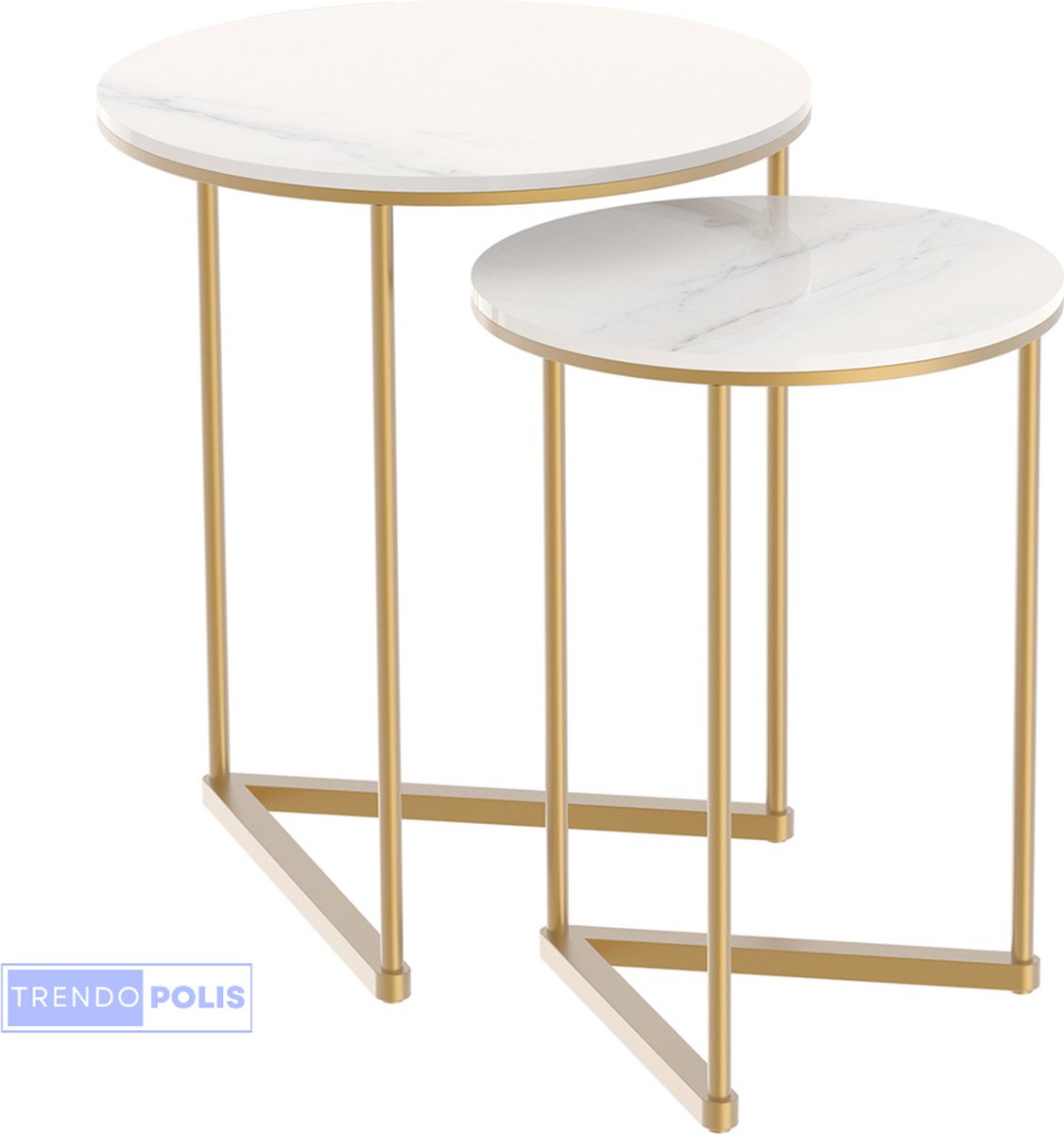 Trendopolis Moderne Ronde Marmeren Side Table Set - Bijzettafel Set ...