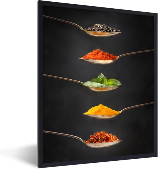 Fotolijst incl. Poster - Kruiden - Lepel - Specerijen - Zwart ...