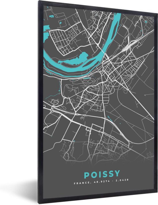 Fotolijst incl. Poster - Poissy - Stadskaart - Kaart - Plattegrond ...