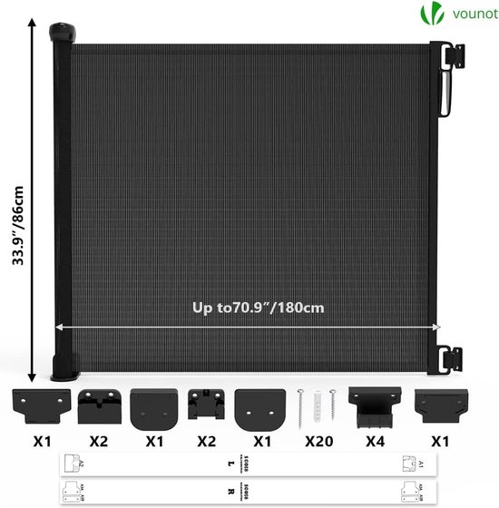 Intrekbare trappoort voor baby's, verlengen tot 180 cm breed, stille ...