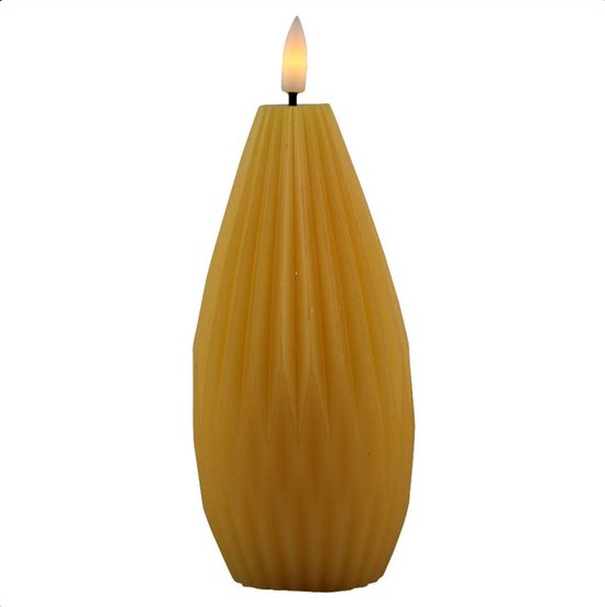 LED KAARS KEGEL MET TIMER - ZACHT GEEL/ORANJE - SFEERVOLLE FLAKKERENDE ...