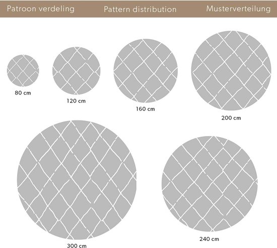 Rond hoogpolig vloerkleed ruiten Artisan - grijs/wit 100 cm rond | bol