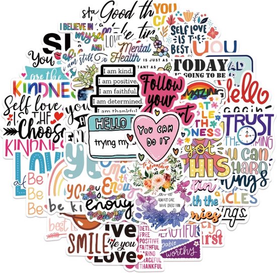 Ainy Positive Mindset Stickers 50 stuks voor bullet journal, fotoalbum ...