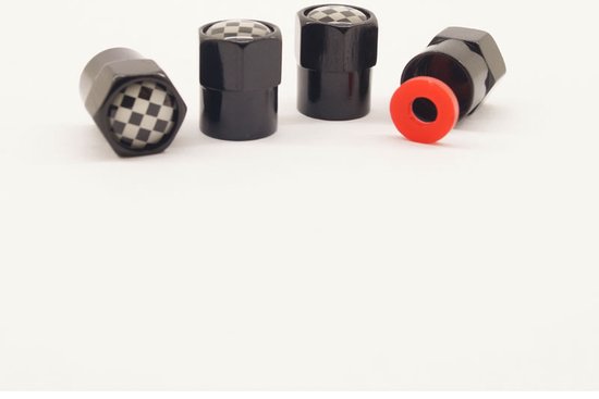 Schrader (auto) ventiel - Zwart racevlag aluminium met afdichting | bol
