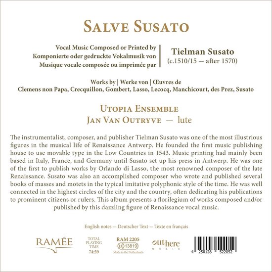 Utopia Ensemble - Salve Susato - Music Composed Or Printed By Tielman ...