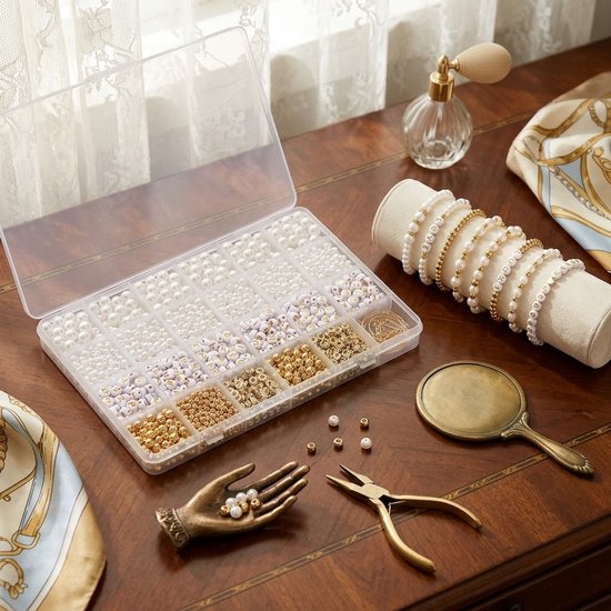 Witte sieraden pakket kralen set met letters kralen parels en ...