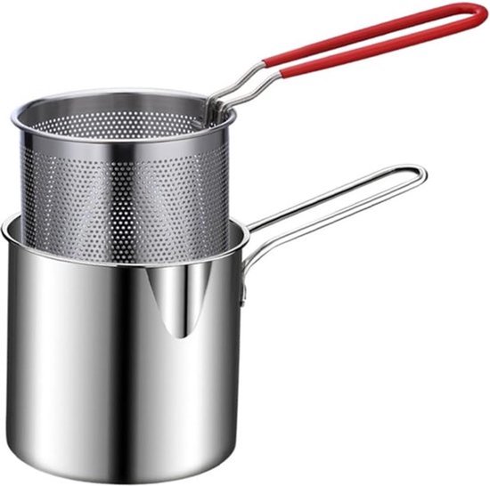 2 stuks - Kleine Frituur Pan - Friteuse - Inclusief Frituurmandje ...