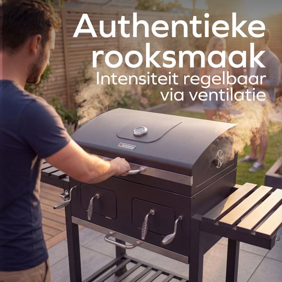 KitchenBrothers Houtskool BBQ XL - Dual Zone Smoker Barbecue - Met ...