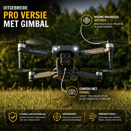 Killerbee GX4 PRO Nighthawk - Drone met camera en gimball, GPS en ...